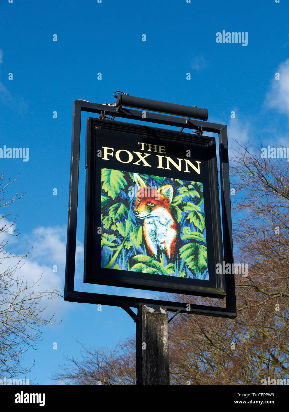 The Fox Inn pub sign in Elworth Cheshire UK Stock Photo - Alamy