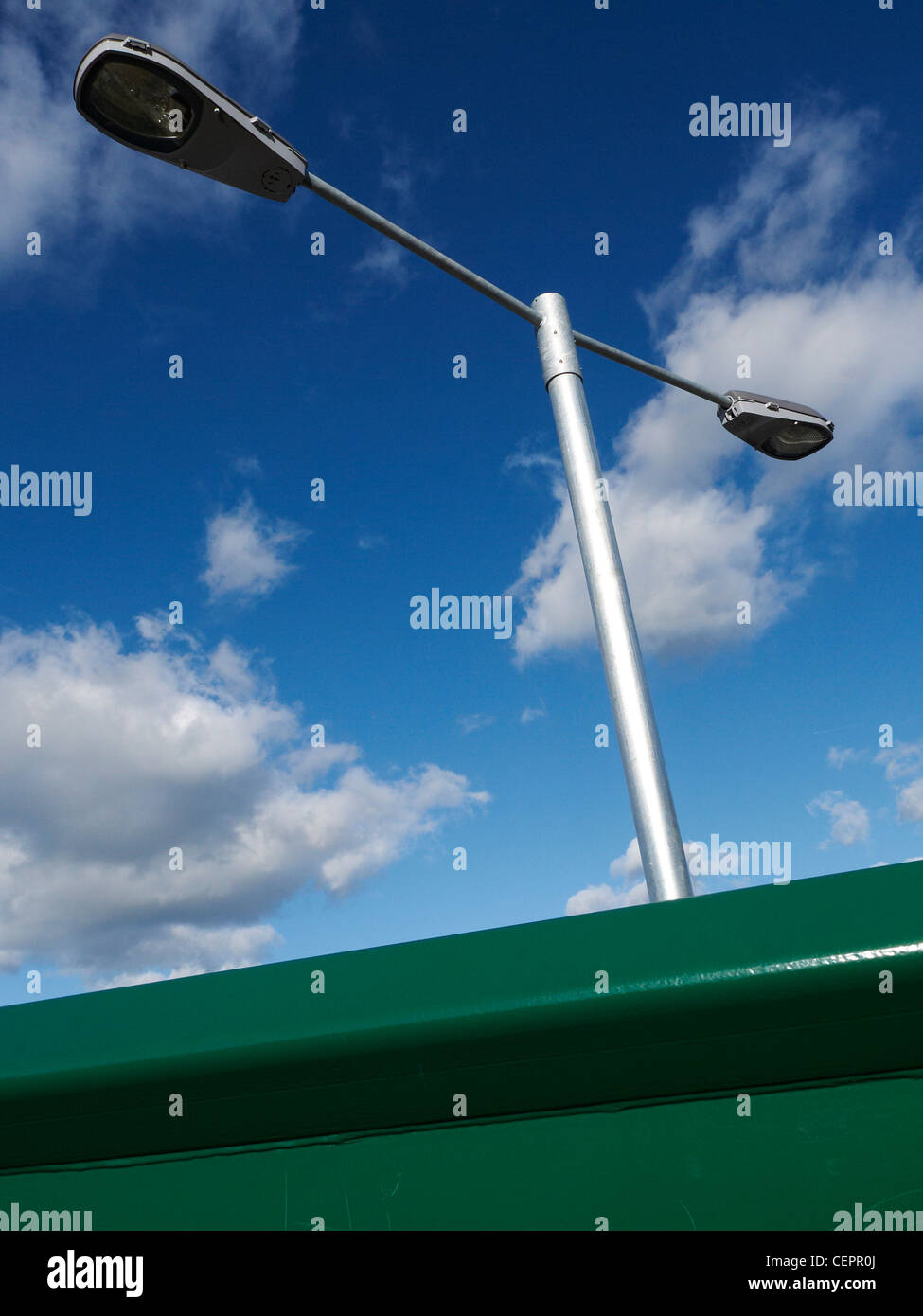 Detail of modern street lights isolated against blue sky Stock Photo ...
