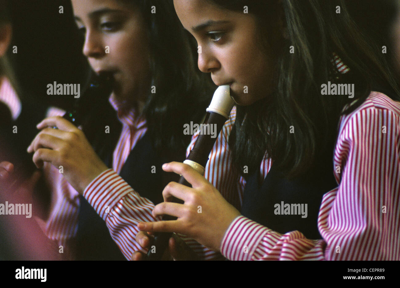 School children playing recorders Stock Photo - Alamy