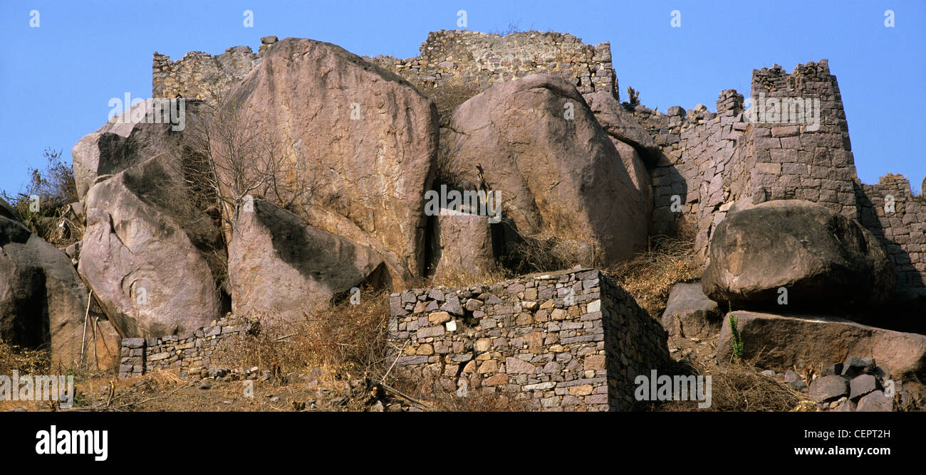 golcaonda fort ramparts and moat india hyderabad tourism Stock Photo ...