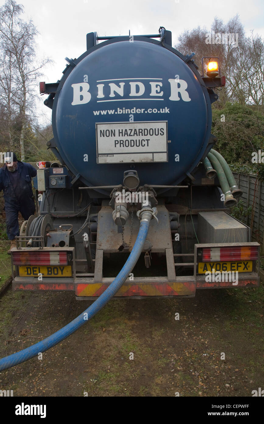 Binder septic tank tanker vehicle non hazardous product Stock Photo - Alamy