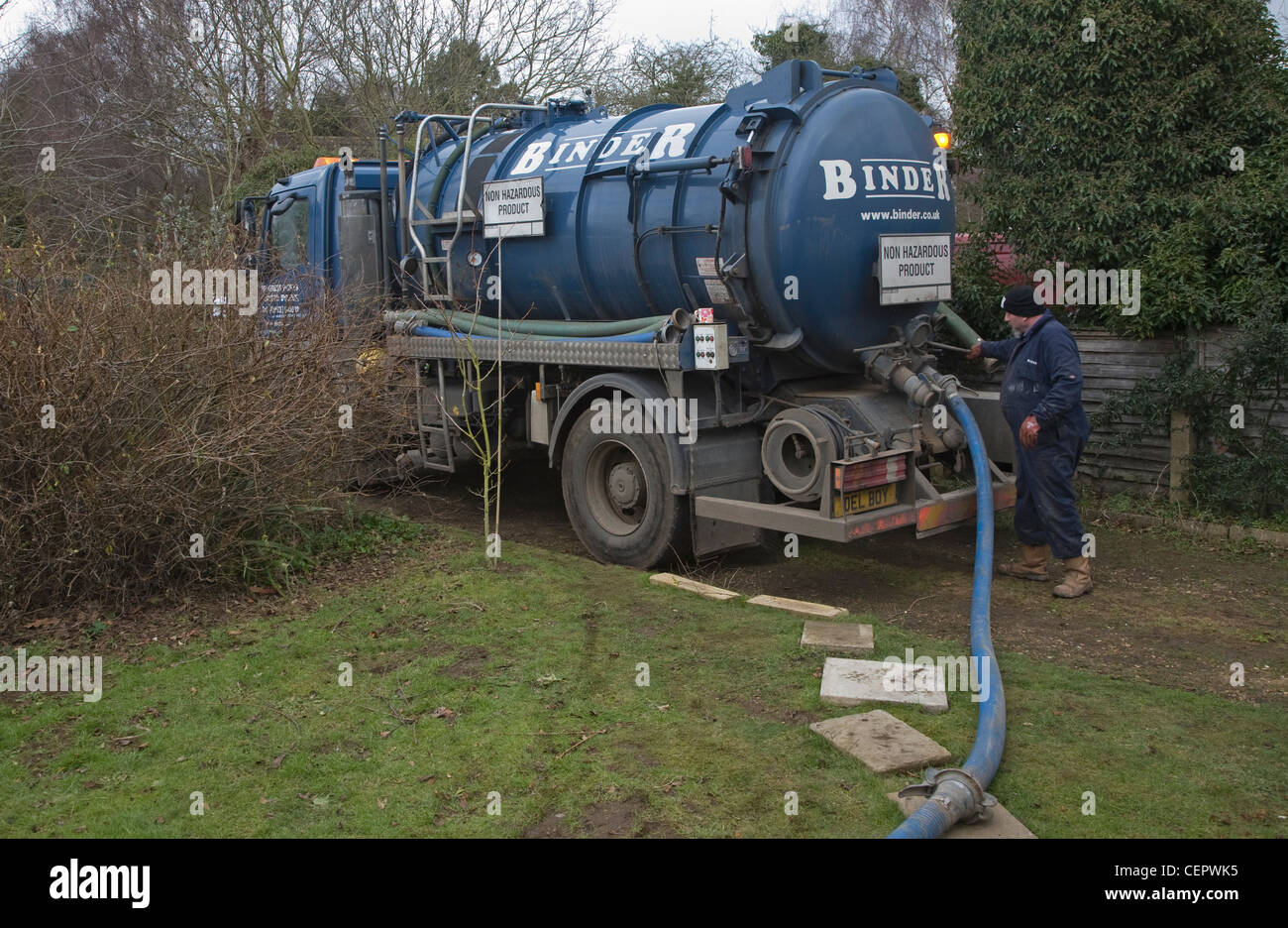 Binder septic tank tanker vehicle non hazardous product Stock Photo - Alamy