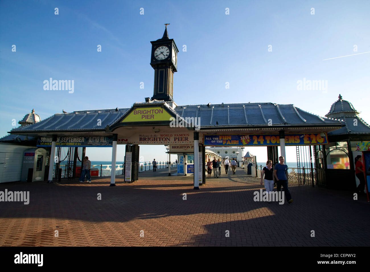 The entrance to Brighton Pier, a Grade 2 listed building Stock Photo ...