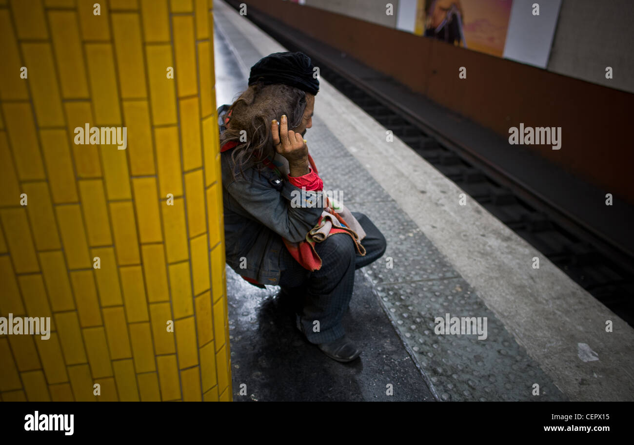 The monuments of the homeless, Vagabond rasta in the "RER"(subway) of ...