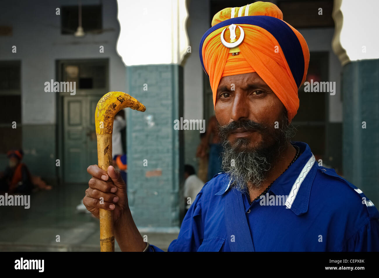 Sikh Golden Temple in Amritsar, The men of the community, a guard Stock ...