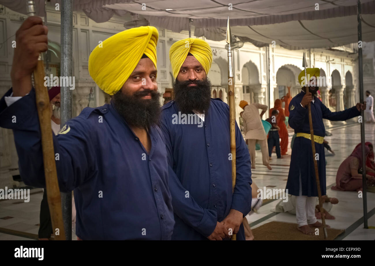 Sikh Golden Temple in Amritsar, The men of the community, Guards Stock ...