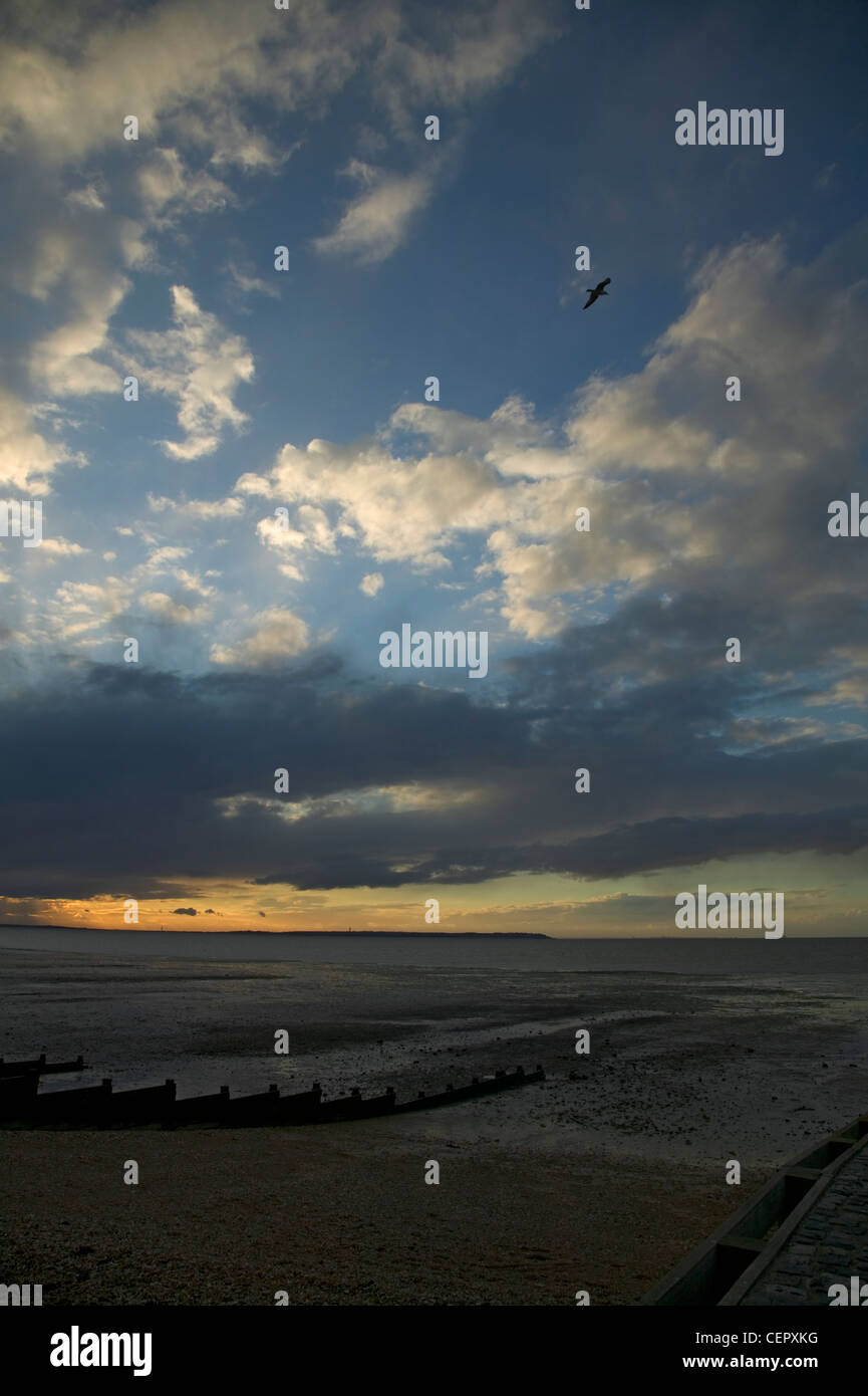 Sunset over the West beach in Whitstable Stock Photo - Alamy