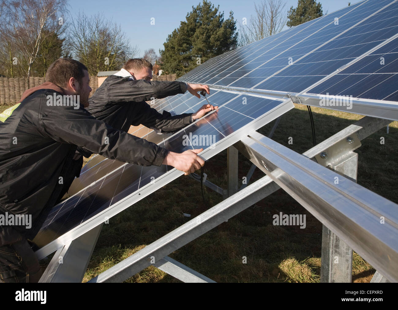 Construction new photovoltaic solar energy array system, Suffolk ...