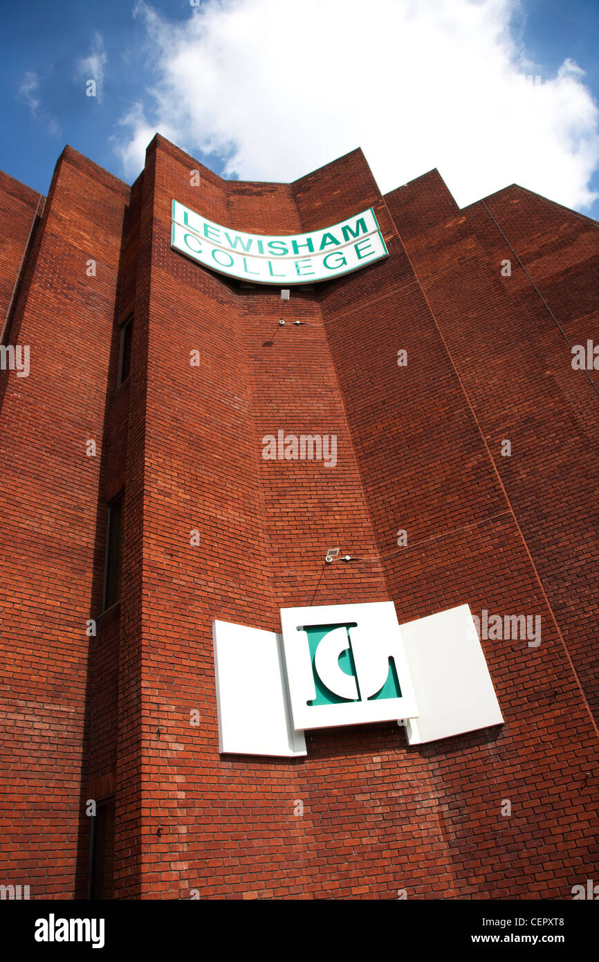 Signs on the exterior of Lewisham College, a further education college ...