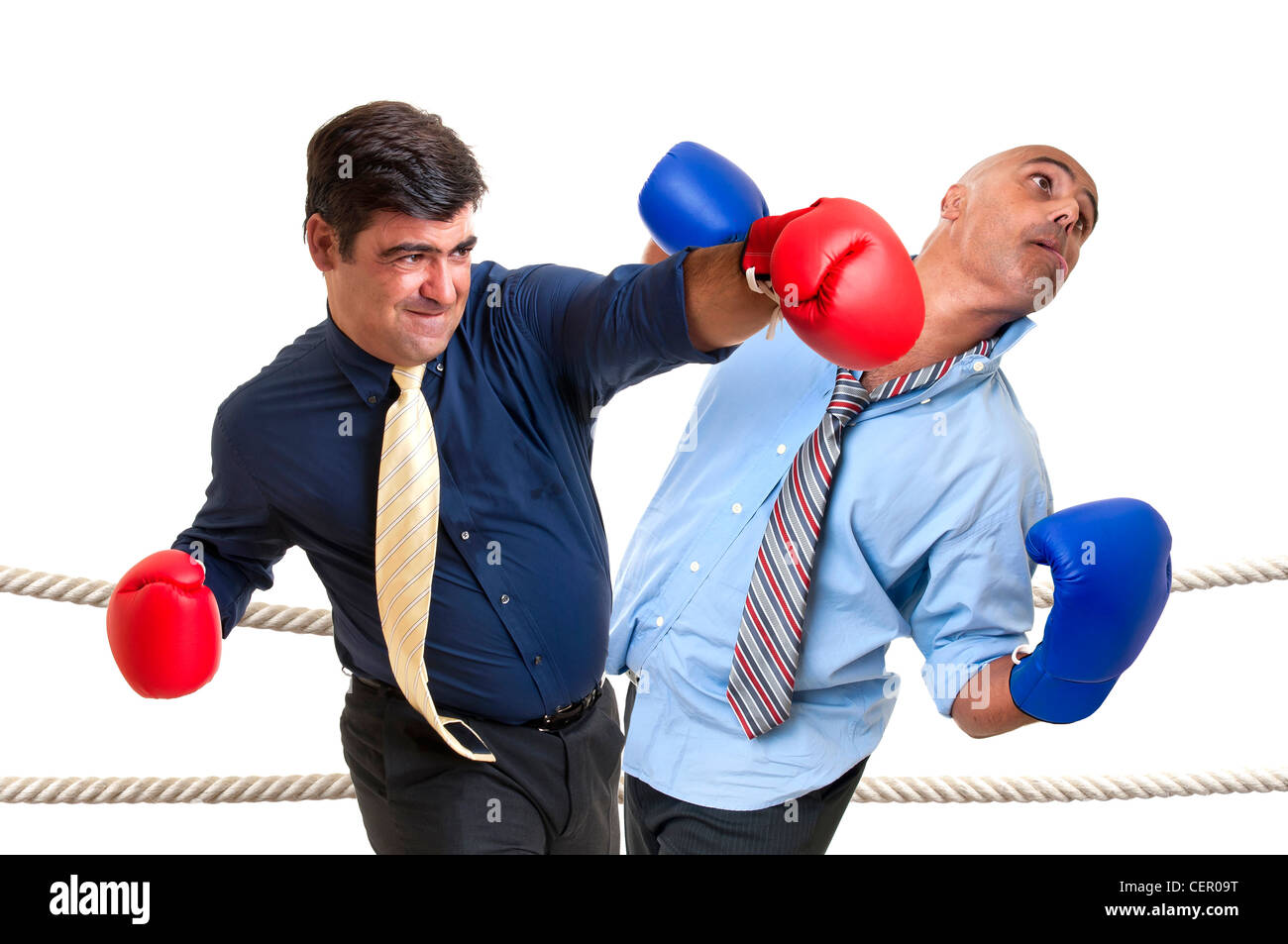 Businessmen boxing isolated in white Stock Photo - Alamy