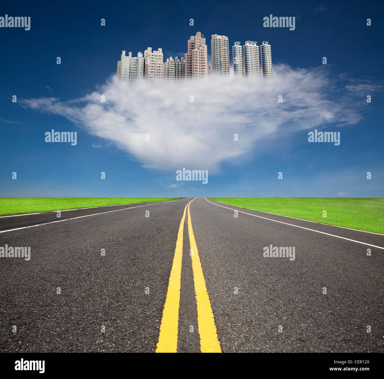 The road to the future city over the cloud Stock Photo - Alamy