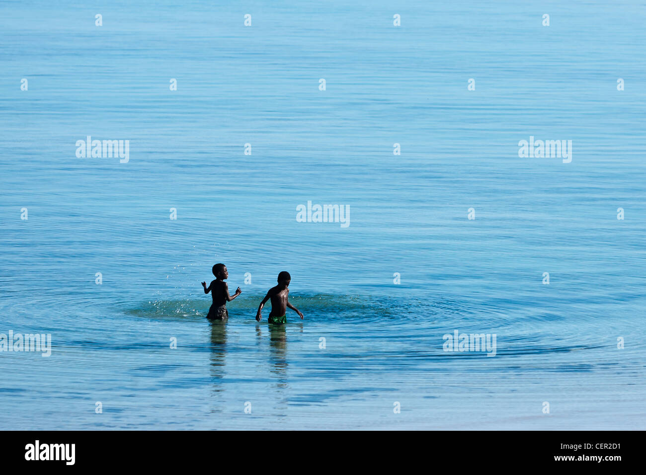 Children in the lagoon to Tsifota, southwestern Madagascar Stock Photo ...