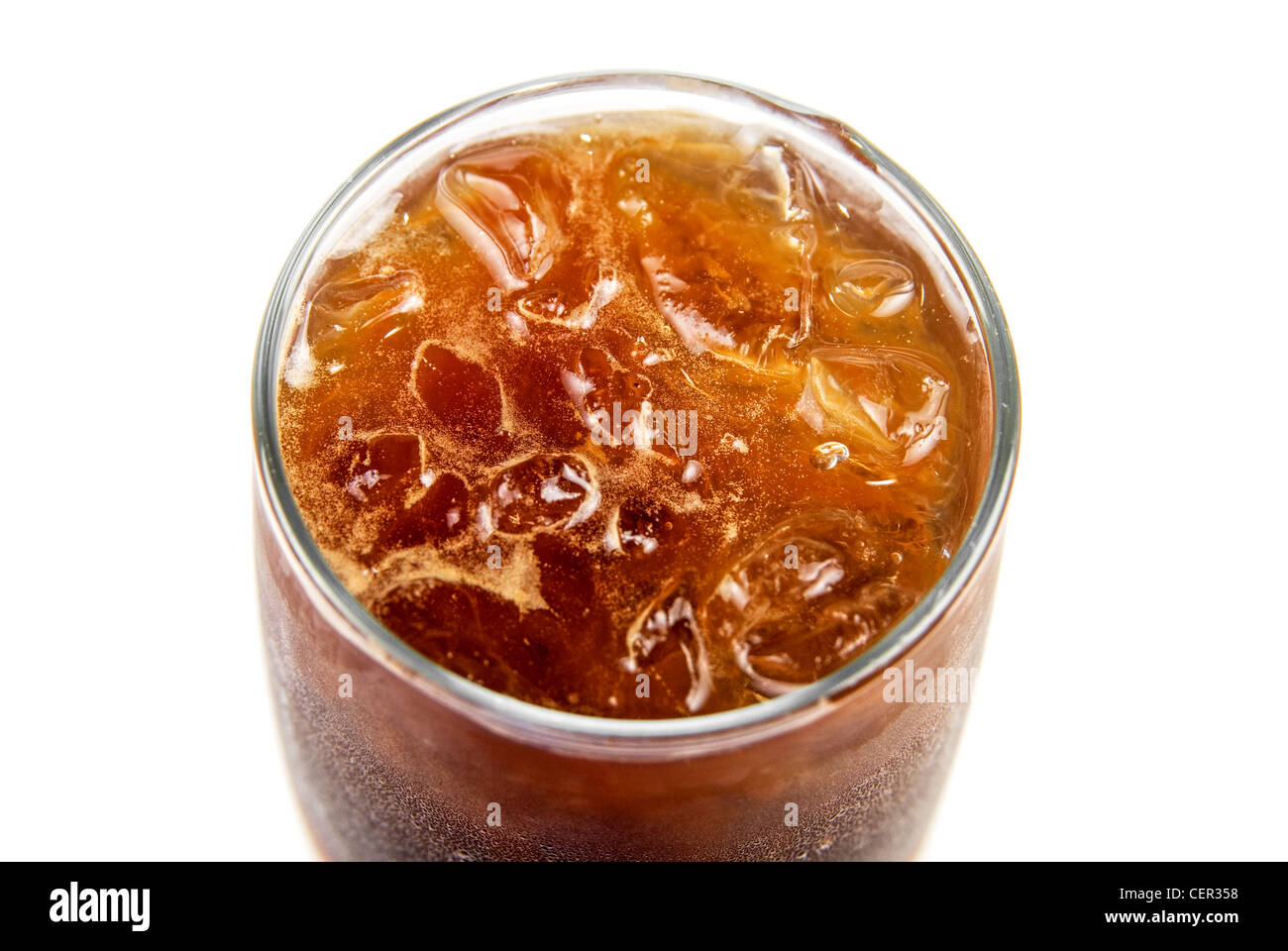 Top view of cola glass closeup on a white Stock Photo - Alamy