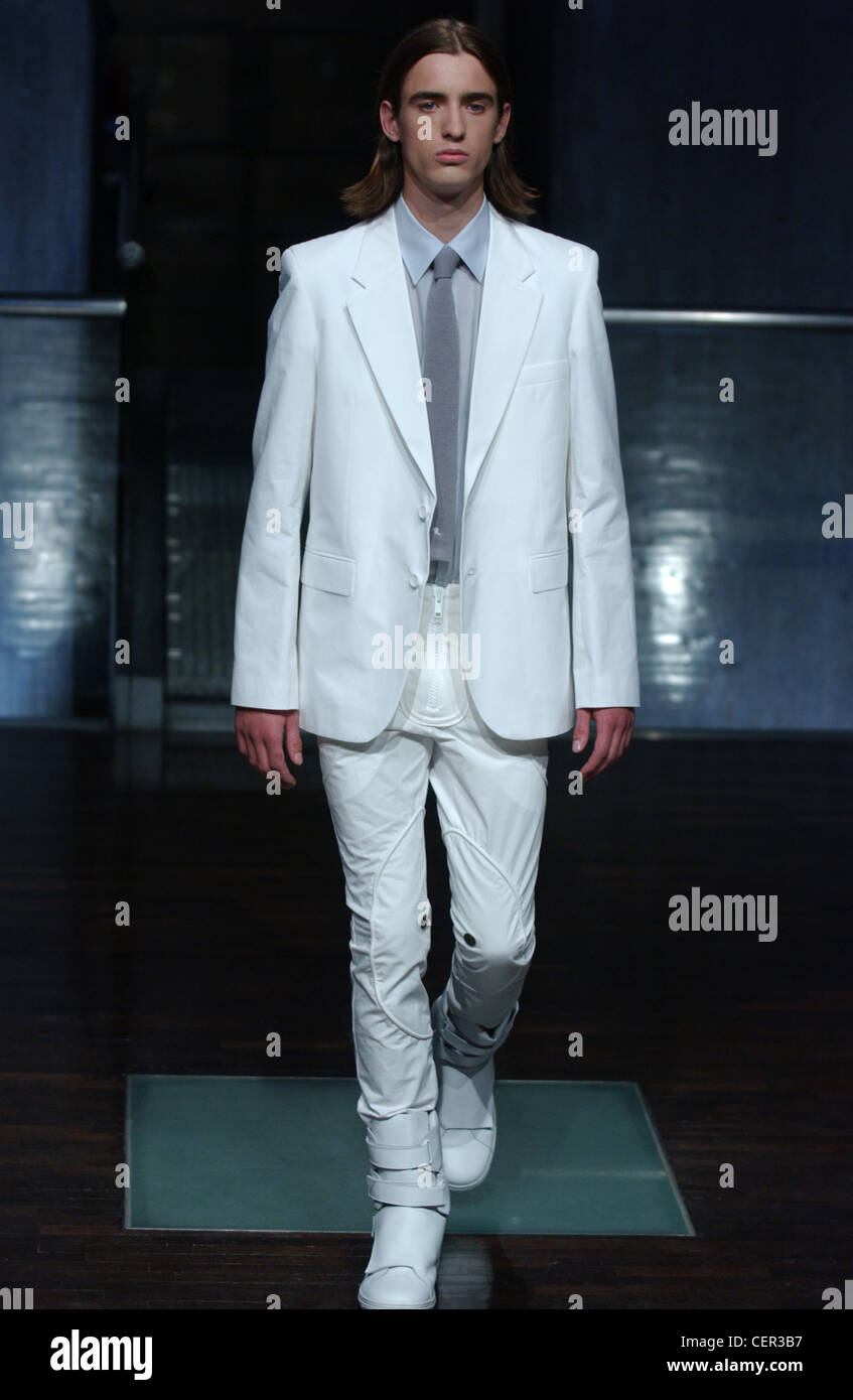 Raf Simons Menswear Ready to Wear Spring Summer Model long brown hair ...