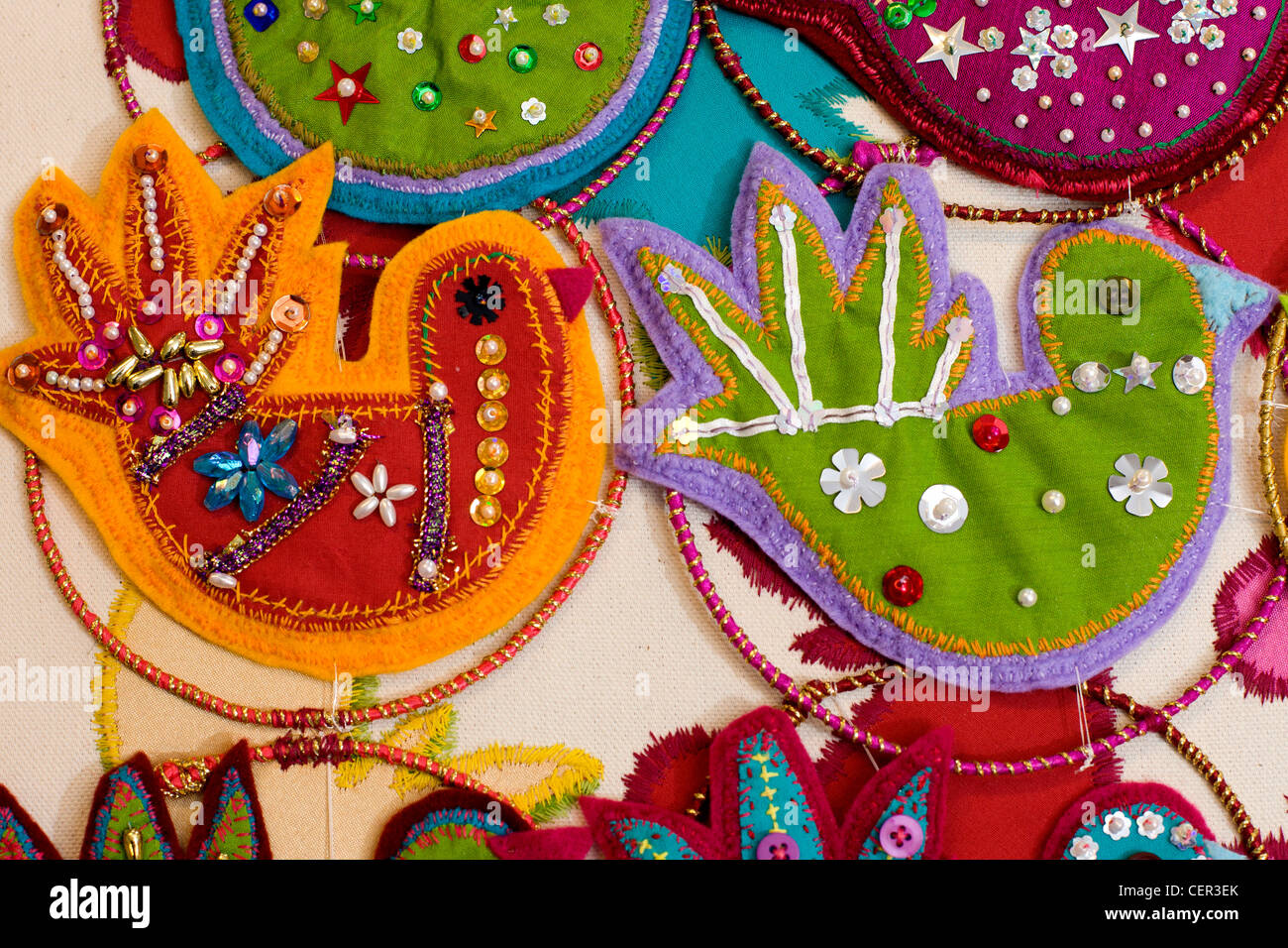 Asian textiles being made by a ladies group which meet at Soho House ...