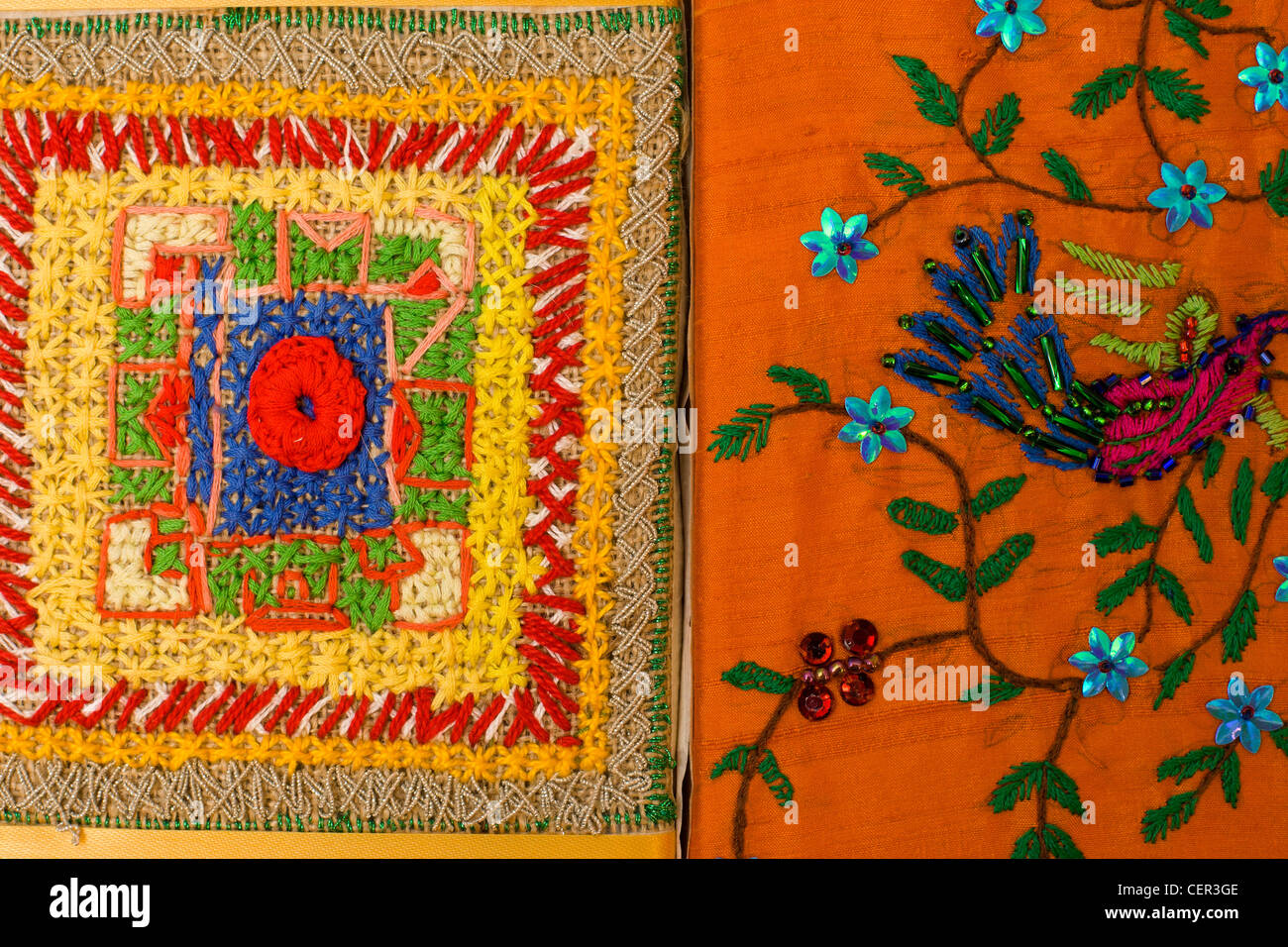 Asian textiles being made by a ladies group which meet at Soho House ...