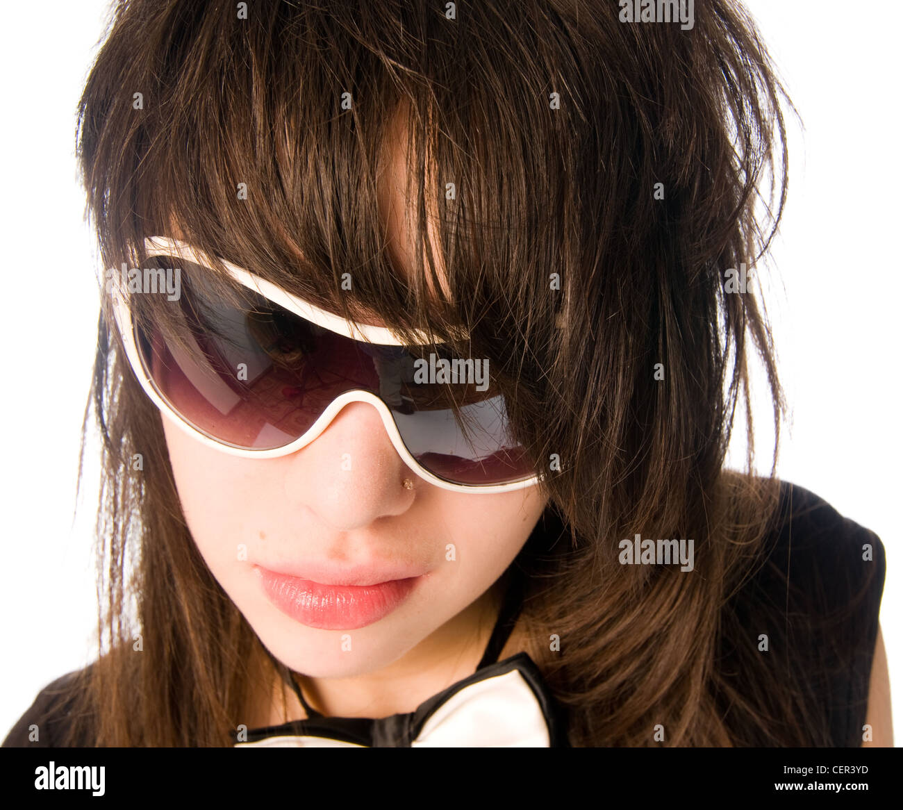 Portrait of a teenage girl on white background Stock Photo - Alamy