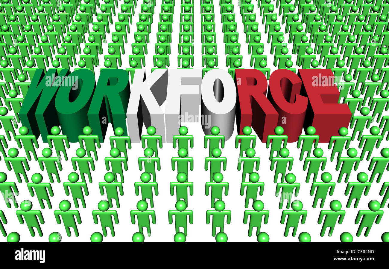 Italian workforce with flag text illustration Stock Photo - Alamy