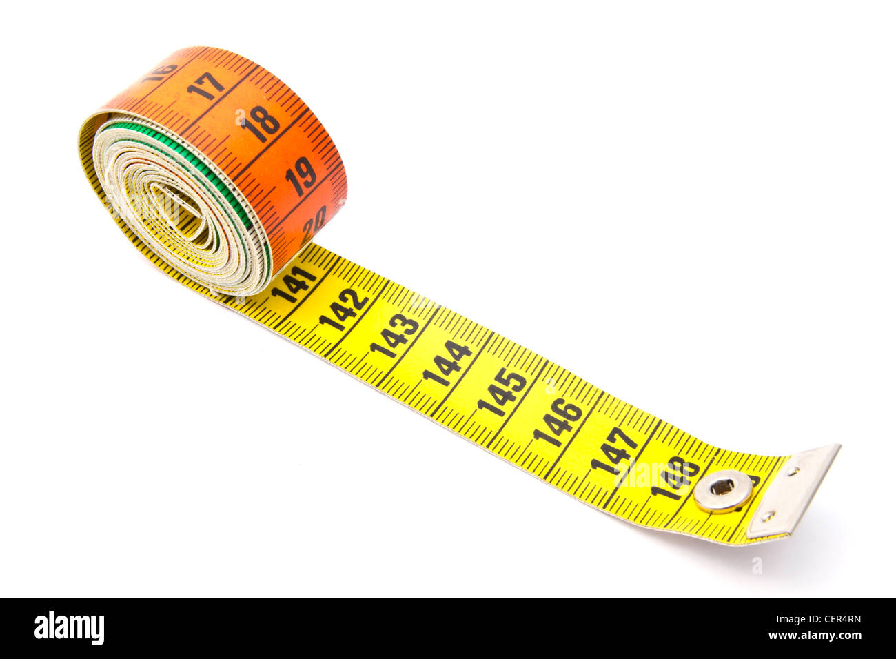 Tape measure closeup on white background Stock Photo - Alamy