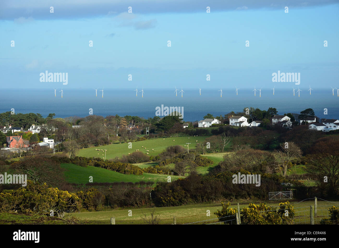 Rhyl Flats Wind Farm off the North Wales Coast Stock Photo - Alamy