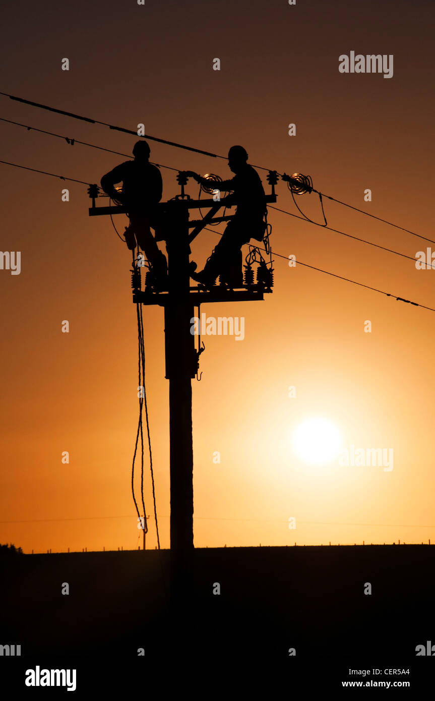 Power Line repair after cable break Stock Photo - Alamy