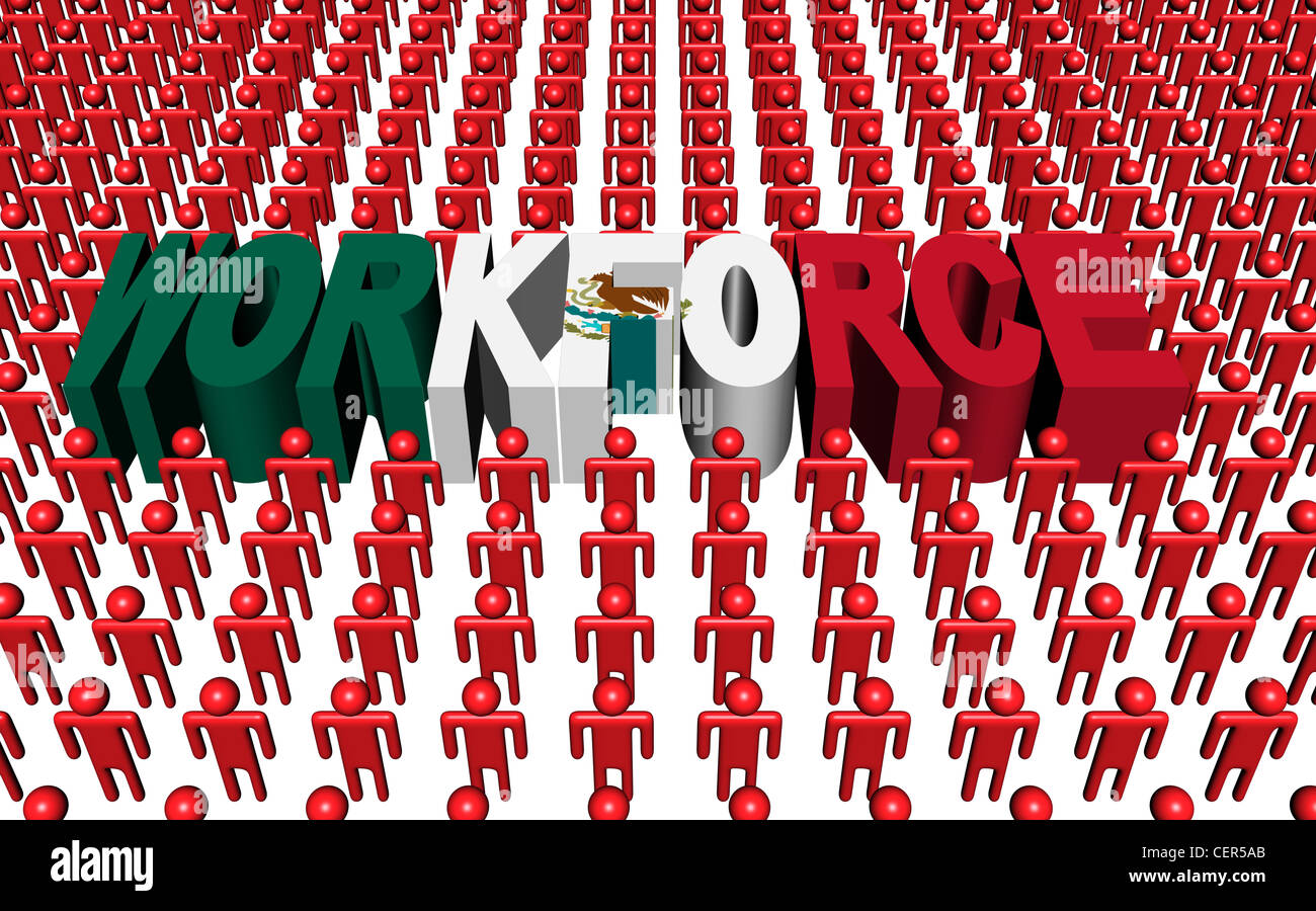 Mexican workforce with flag text illustration Stock Photo - Alamy