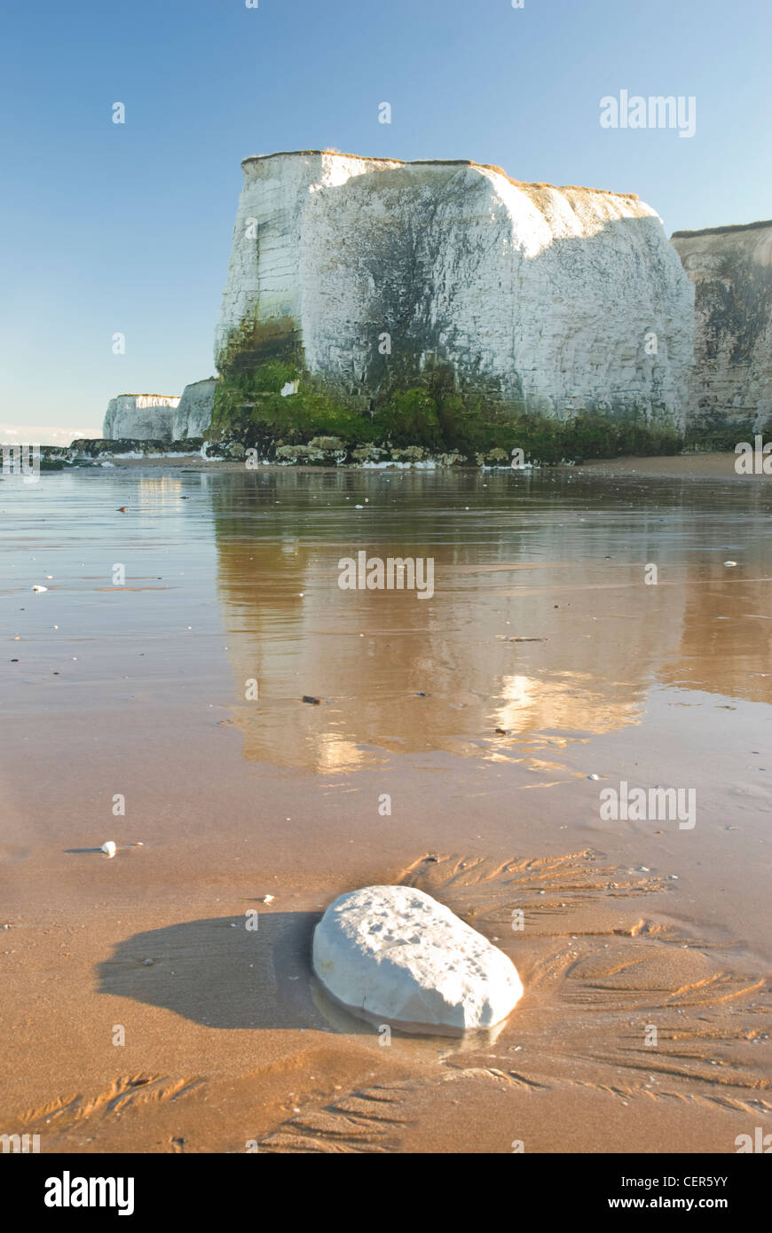 A chalk stack on the beach at Botany Bay on the east coast of Kent ...