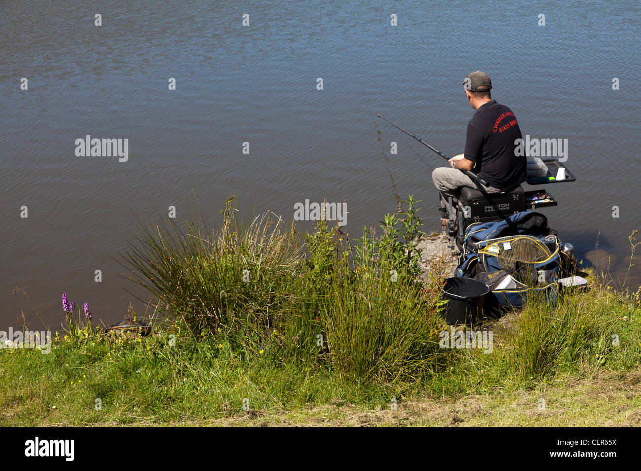 Fishing at Garn Lakes Country Park, Blaenavon, Wales, UK Stock Photo ...