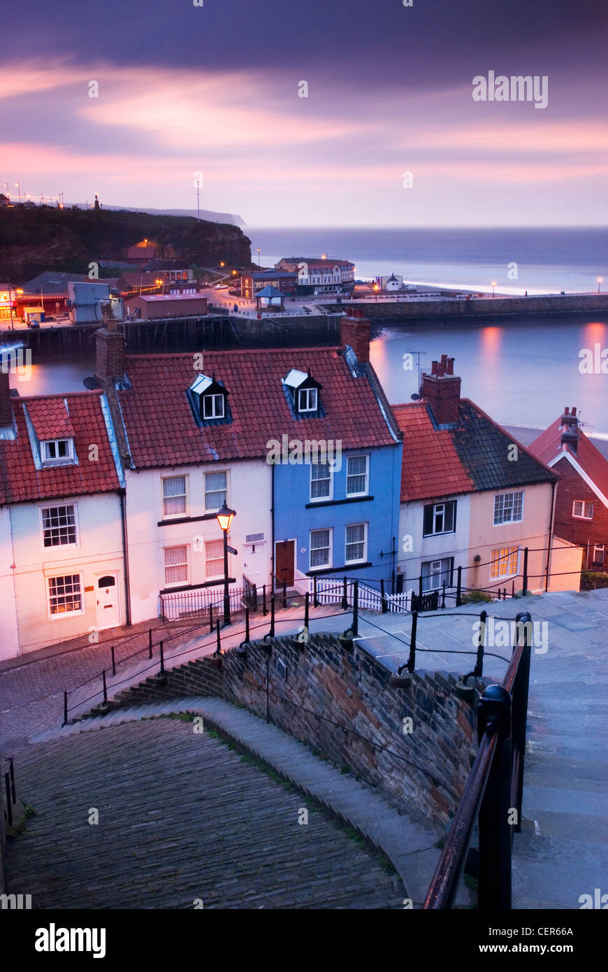 An evening view over the old town of Whitby towards the North Yorkshire ...