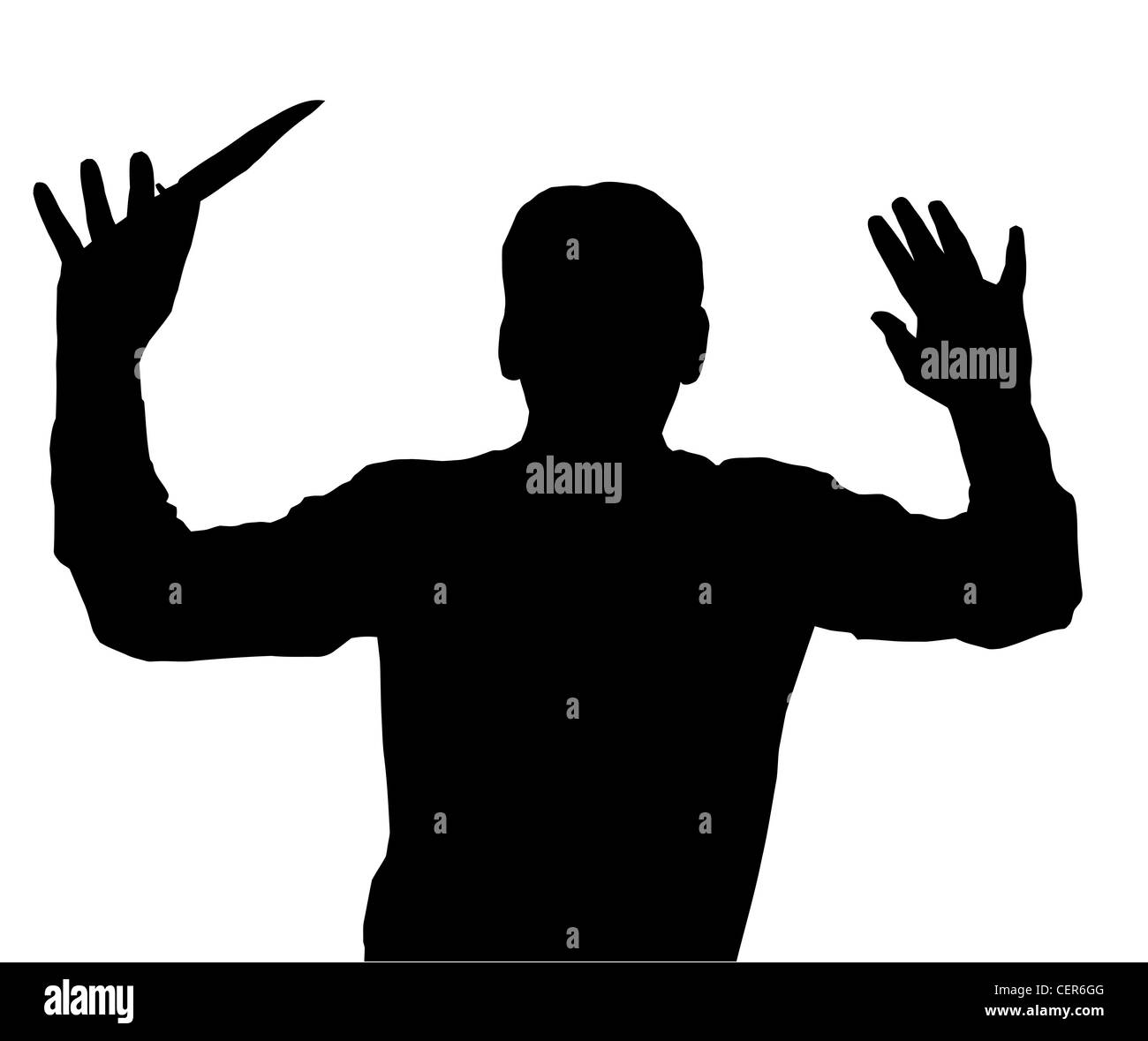 Man holding knife silhouette Black and White Stock Photos & Images - Alamy