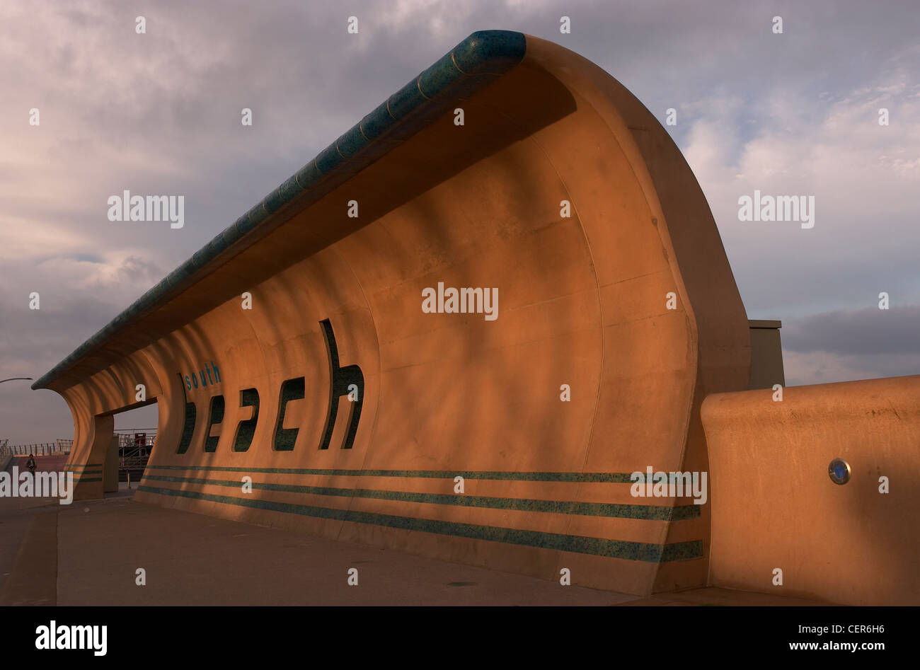 Concrete structure on South Beach in Blackpool Stock Photo - Alamy