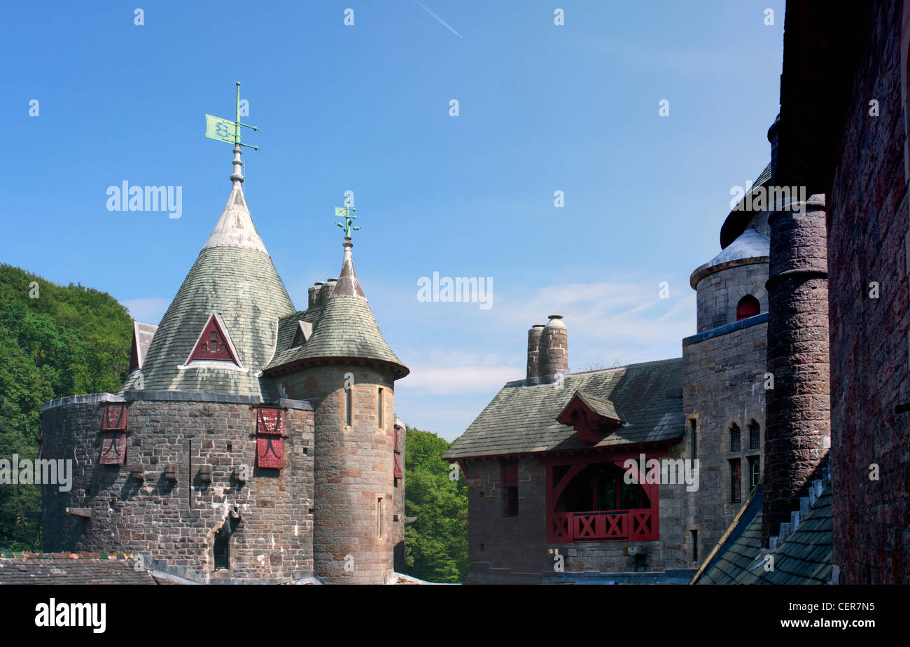 Rooftops - Castell Coch (Red castle) 19th century rebuild of a 13th ...