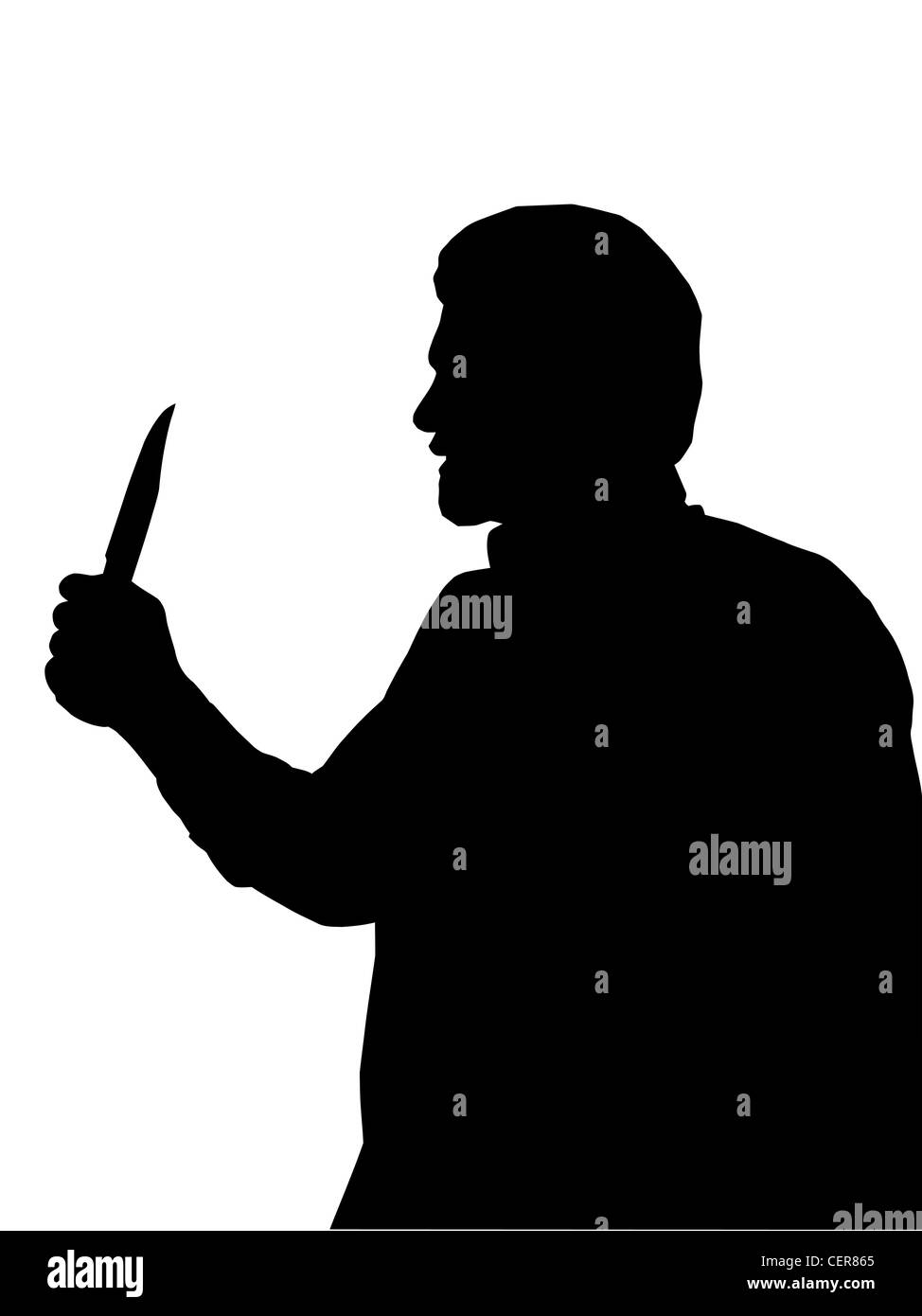 Man holding knife silhouette Black and White Stock Photos & Images - Alamy