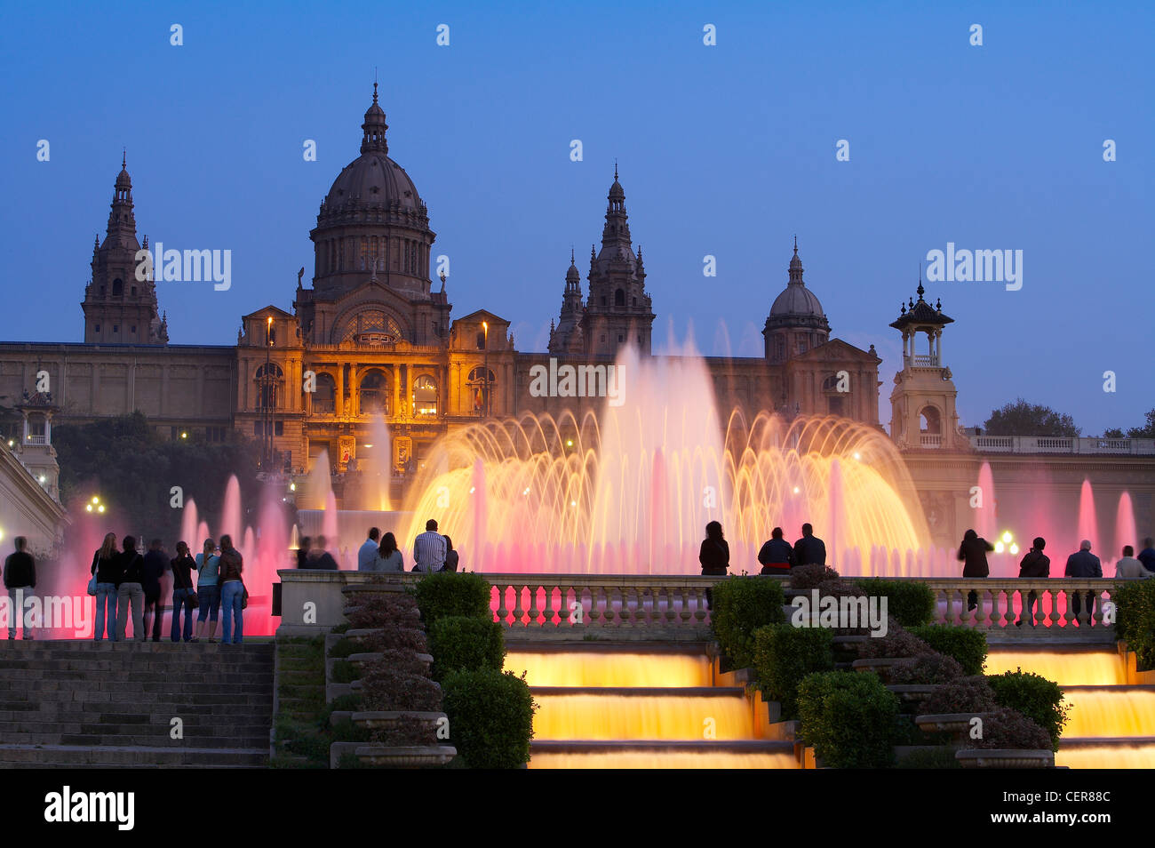 the Font Magica (Magic Fountain) & the Palau Nacional (National Palace ...