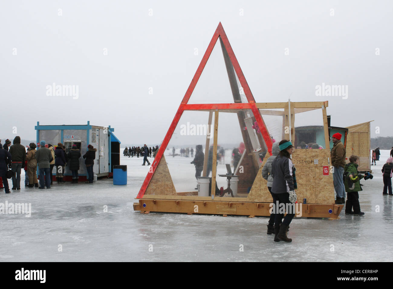 People enjoying the various shanties at the Art Shanty Project in ...