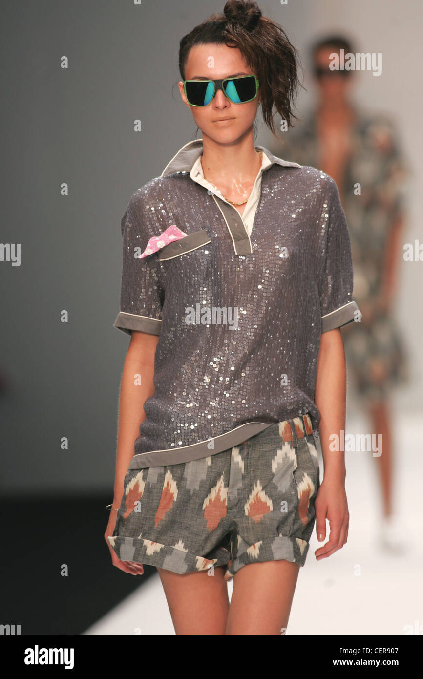 Ashish London Ready to Wear S S s style: Side gathered ponytail, blue ...