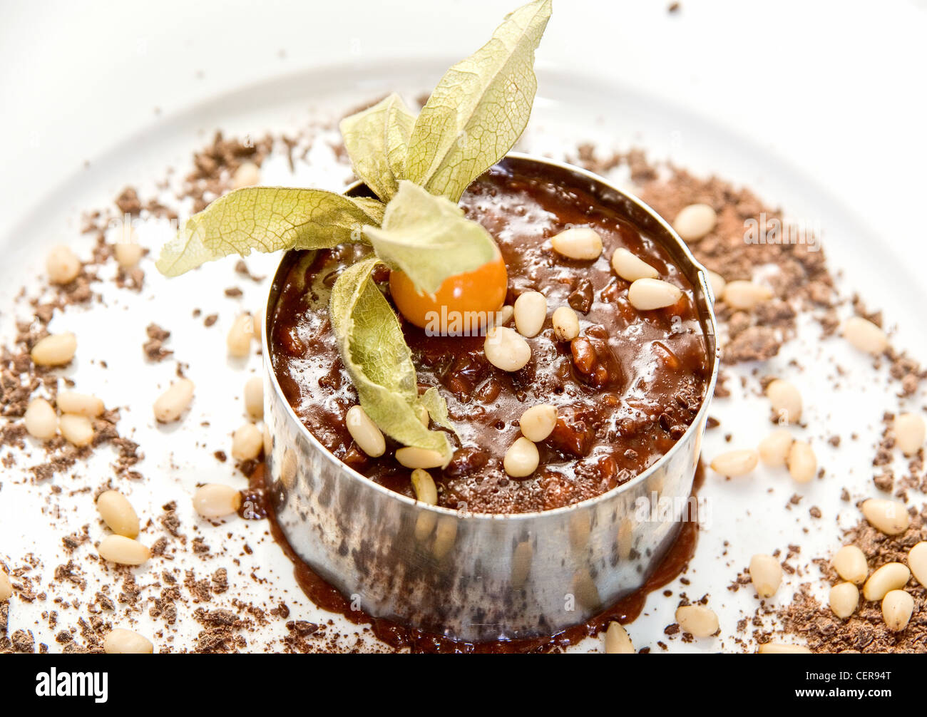 Chocolate risotto dessert closeup isolated on a white background Stock ...