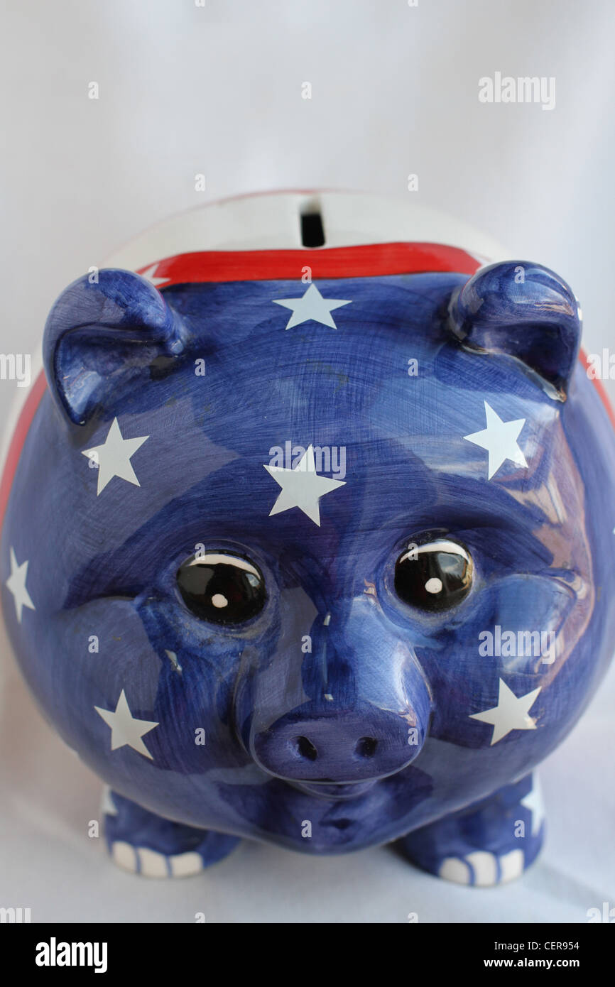 A piggy bank with red, white and blue stars and stripes Stock Photo - Alamy