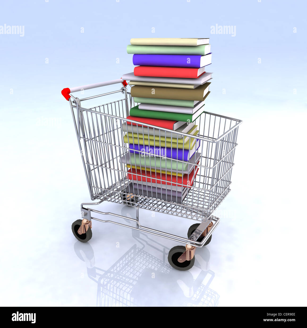 shopping cart full of books 3d illustration Stock Photo - Alamy