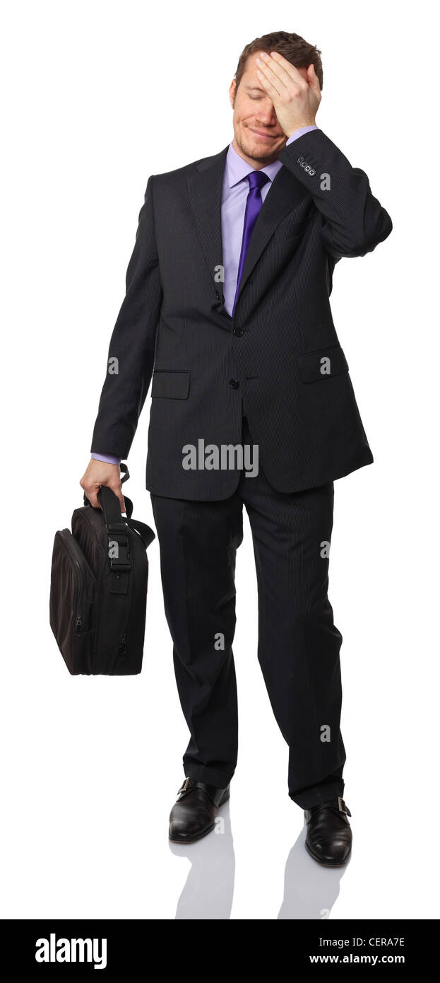 stressed man isolated on white background Stock Photo - Alamy