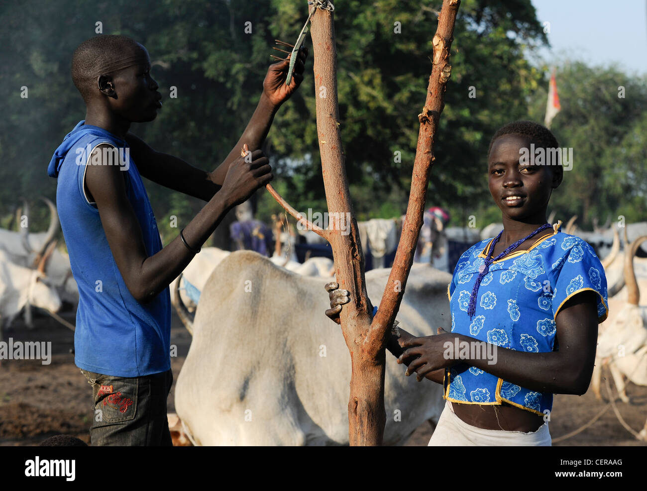 SOUTHERN SUDAN, Bahr al Ghazal region , Lakes State, Dinka tribe with ...