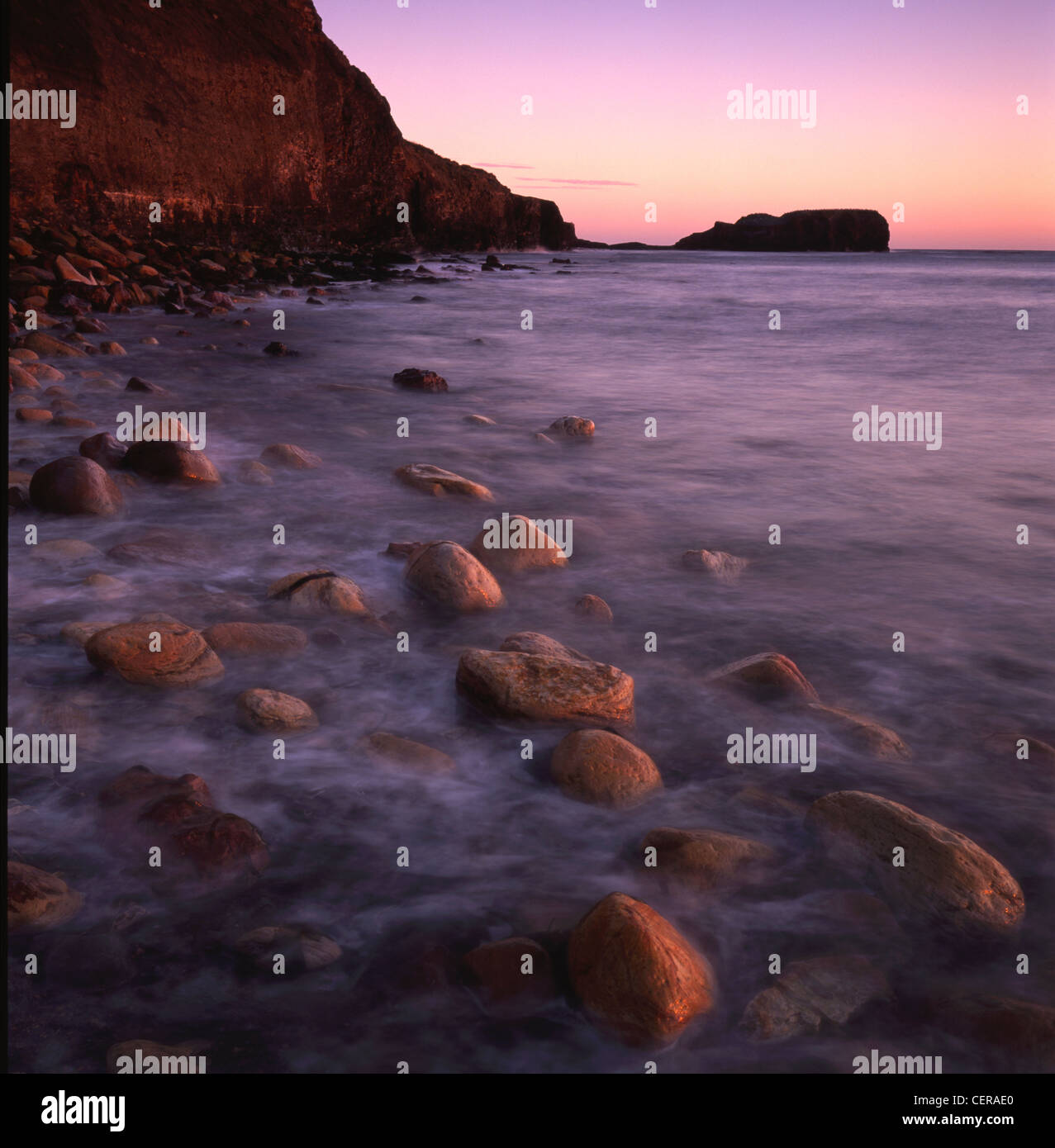 High tide at Saltwick Bay near Whitby, looking towards Saltwick Nab ...