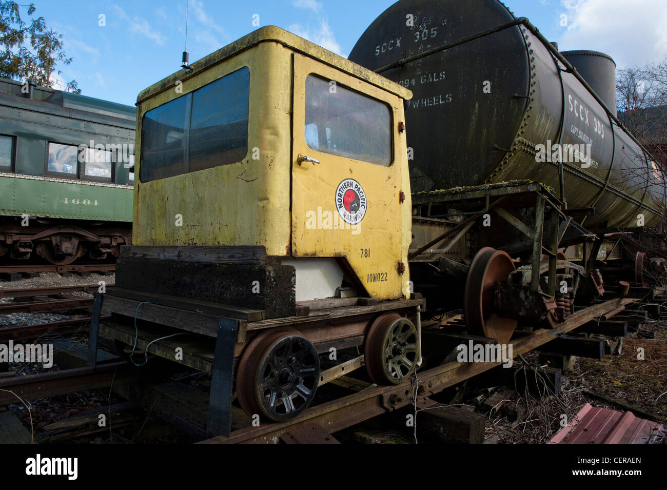 A small railway car used by train workers to quickly travel up and down ...