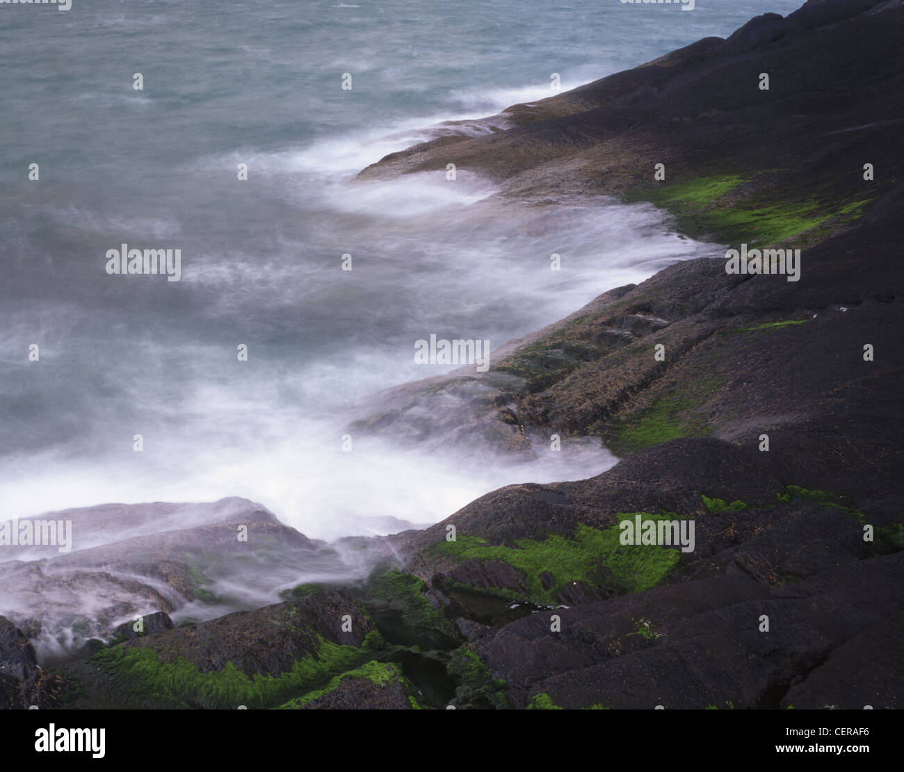 Musselwick near Marloes. At high tide the sea washes steps cut into the ...
