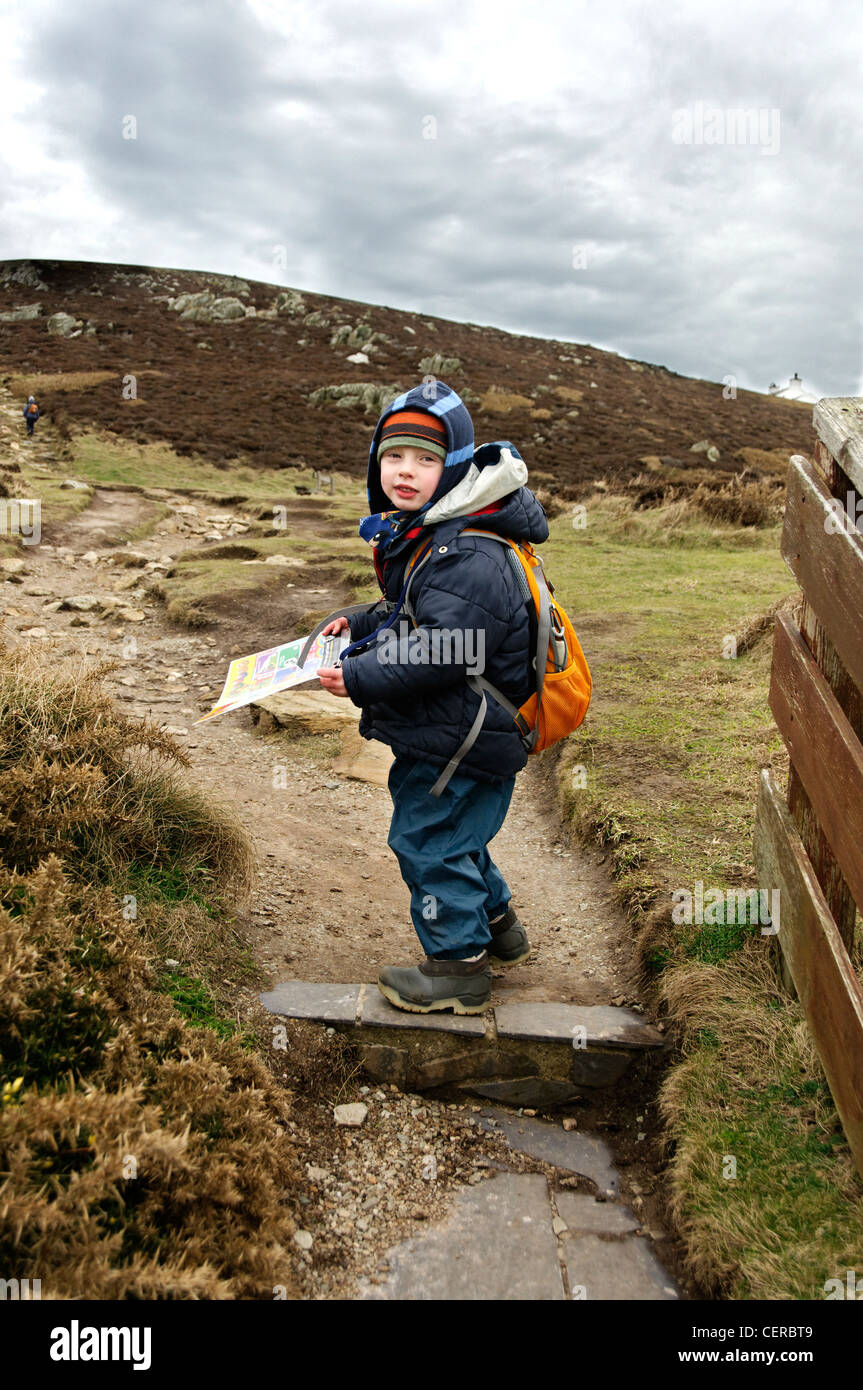 A boy on the South Stack RSPB nature trail Stock Photo - Alamy