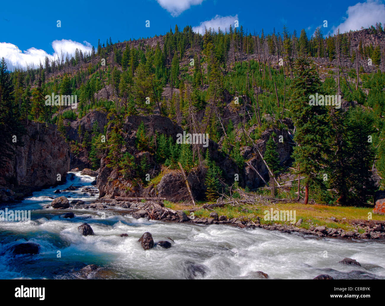 river and waterfall at yellowstone national park Stock Photo - Alamy