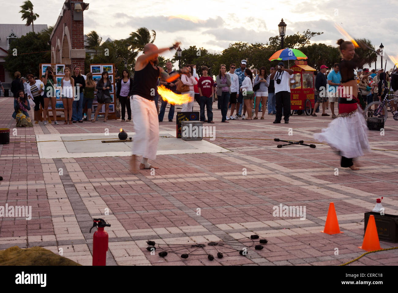 fire eating street performers at key west florida usa Stock Photo - Alamy