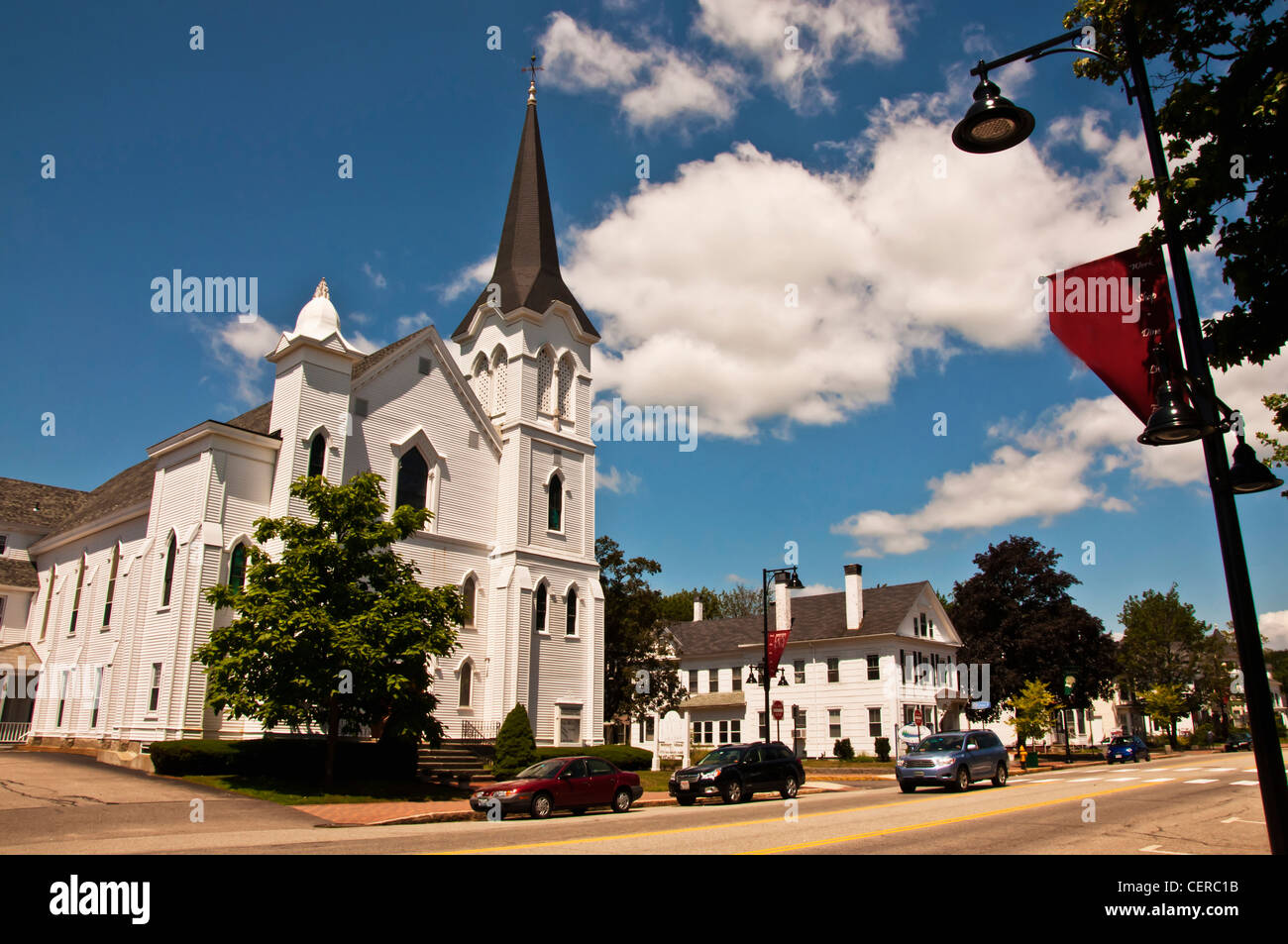 old church in Saco, Maine, Usa Stock Photo - Alamy