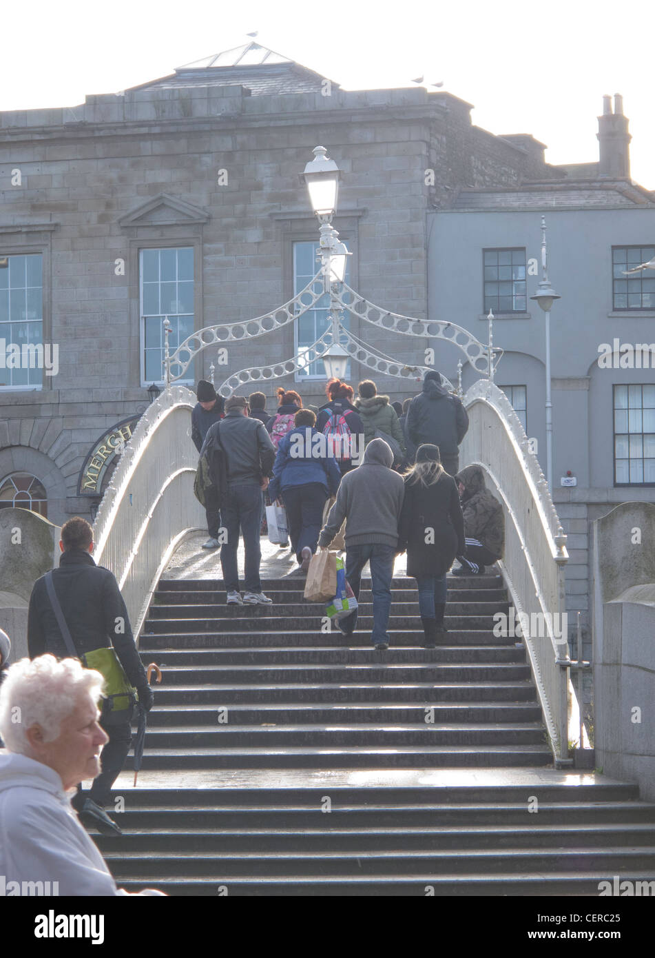 Halfpenny Bridge over the River Liffey in Dublin, Ireland Stock Photo ...