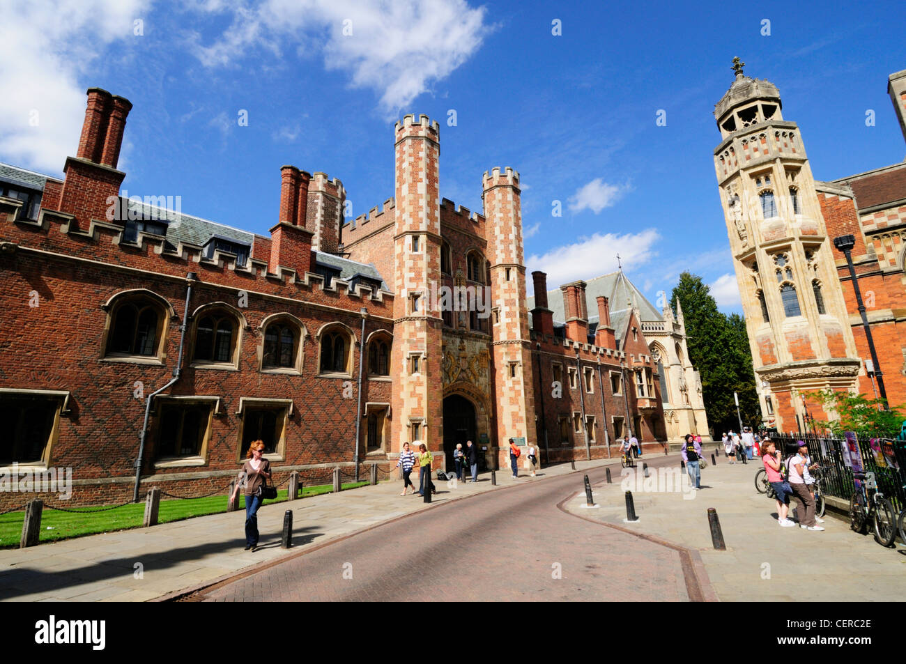 The crenellated gatehouse of St John's College, one of the constituent ...